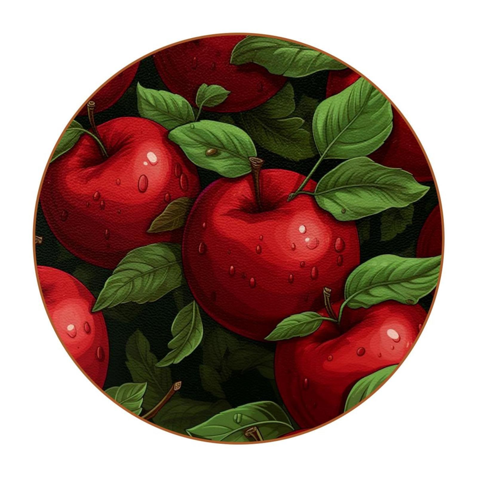 Fruit Microfiber Leather Car Coasters, Round Drink Absorbent Coaster ...