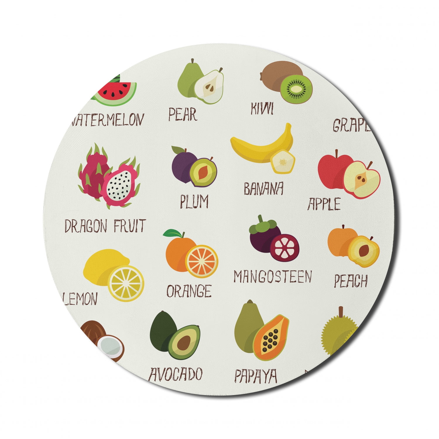 Fruit Mouse Pad for Computers, Group of Fruits Apple Orange Coconut ...