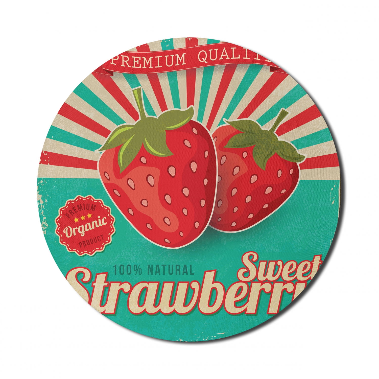 Fruit Mouse Pad for Computers, Retro Poster Style Strawberries Colorful ...