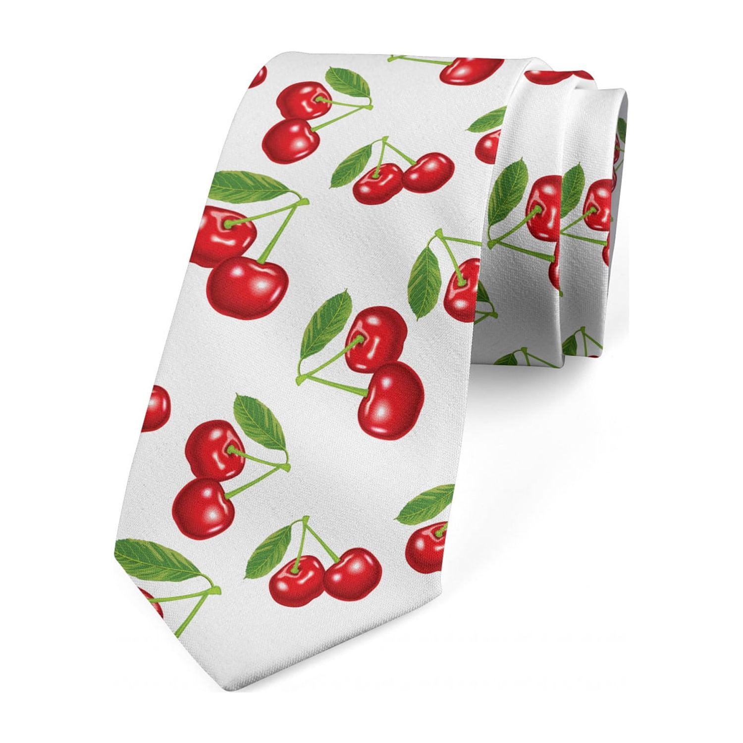 Fruit Necktie, Cherry Fruit Pattern, Dress Tie, 3.7", White Vermilion ...