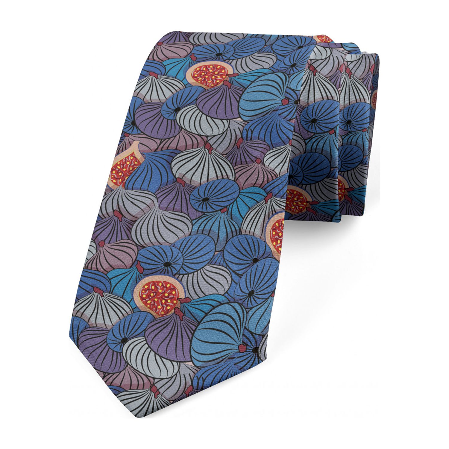 Fruit Necktie, Fig Fruits Pattern Spring, Dress Tie, 3.7", Blue Purple ...