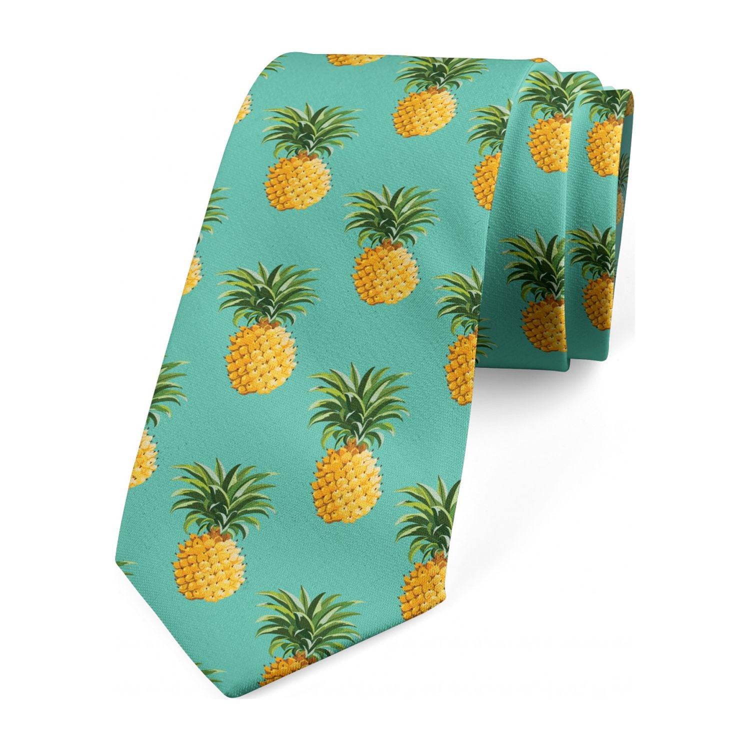 Fruit Necktie, Tropical Pineapple Leaves, Dress Tie, 3.7", Turquoise ...