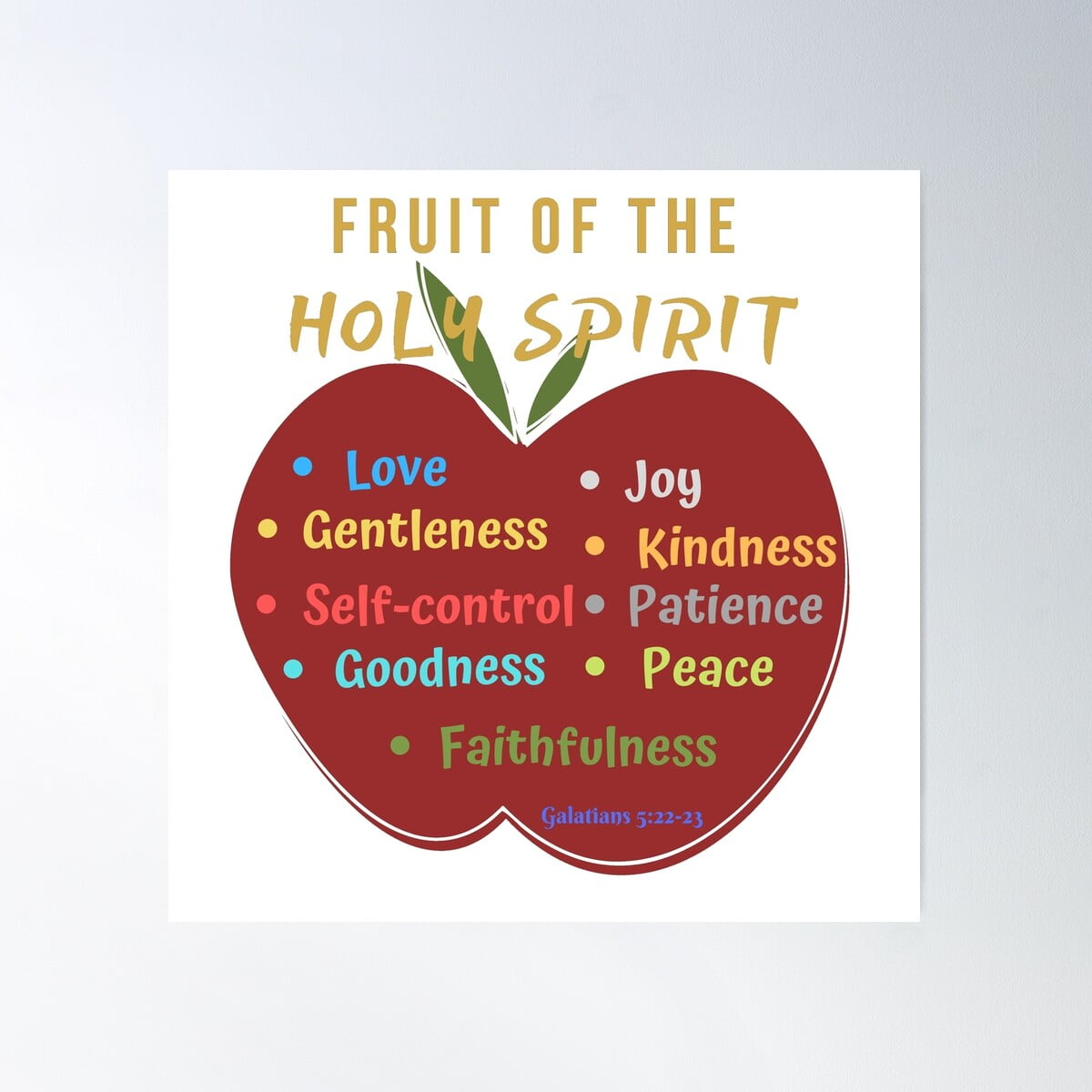 Fruit Of The Holy Spirit Apple Poster Wall Art, Modern Wall Decor For ...