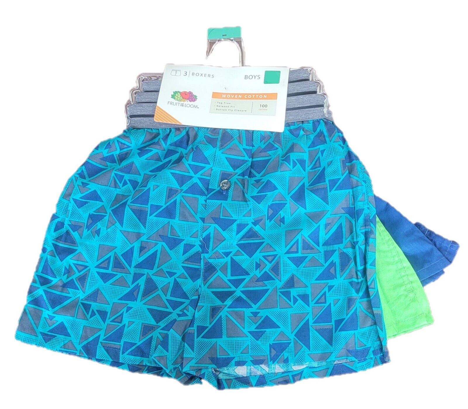 Fruit Of The Loom 3 Pack Boy's 100% Cotton Woven Boxer Shorts - Walmart.com