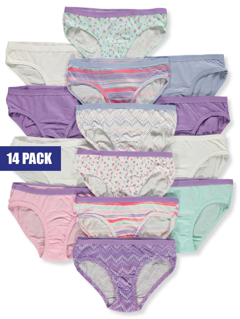 Fruit Of The Loom Girls' 14-Pack Hipsters Underwear - Purple/Multi, 14 ...