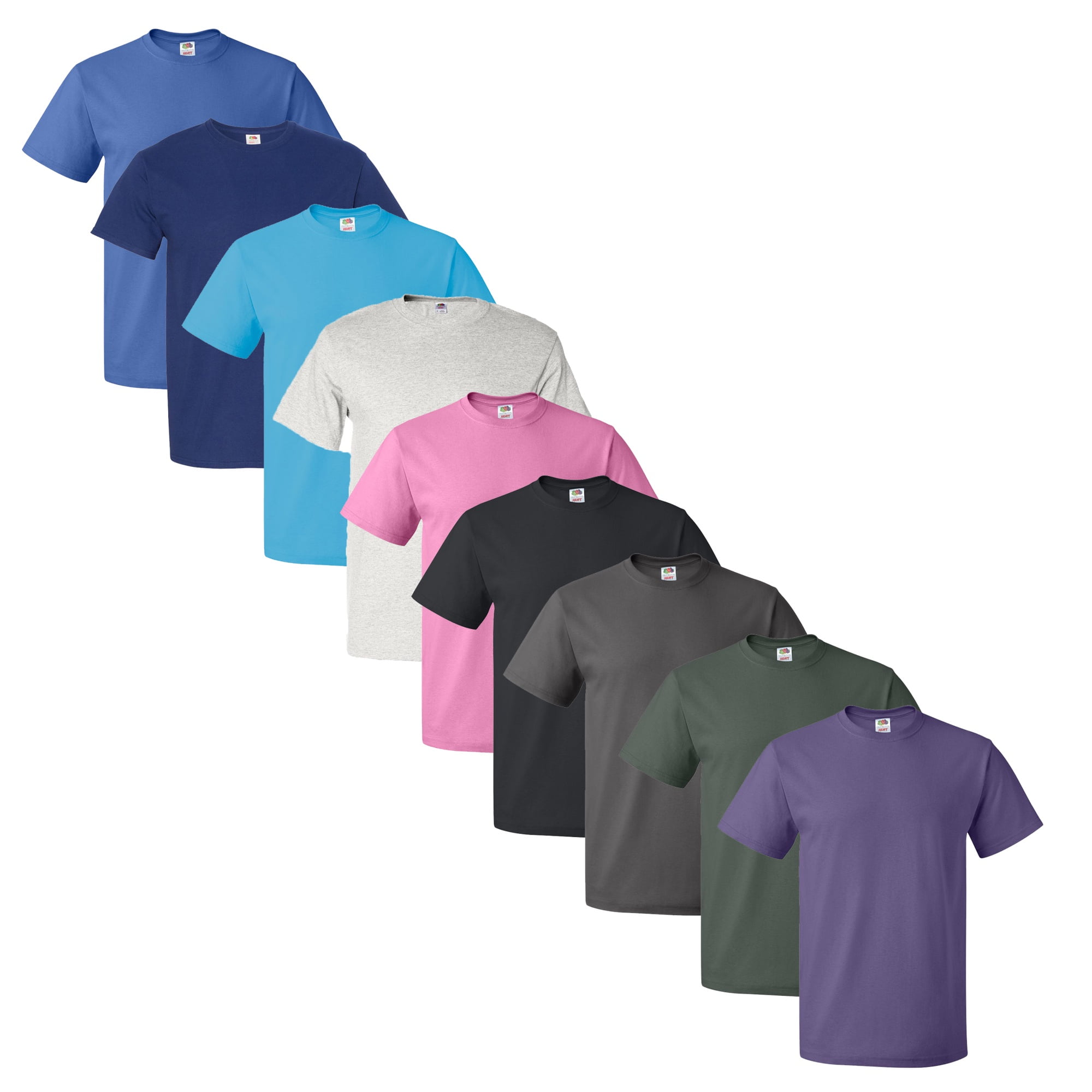 Fruit Of The Loom HD Short Sleeve T-Shirt 3930R – 2XL Size | 100% Cotton Pack Of 9, Assorted ...