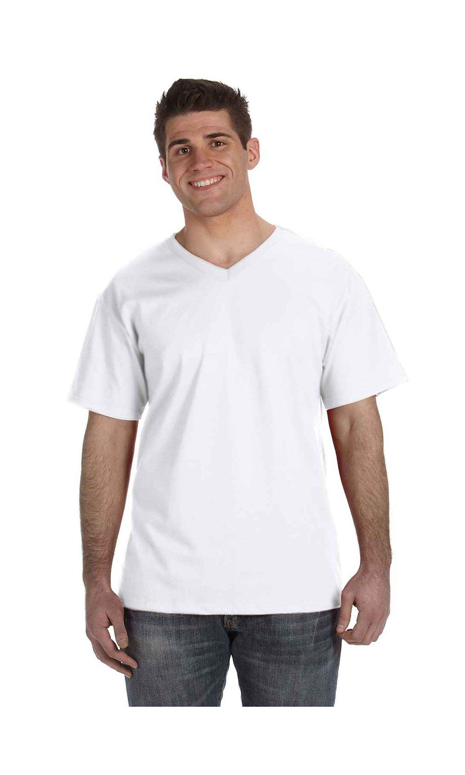 Fruit Of The Loom Men's 1X1 Rib Collar V-Neck T-Shirt, Style 39VR ...