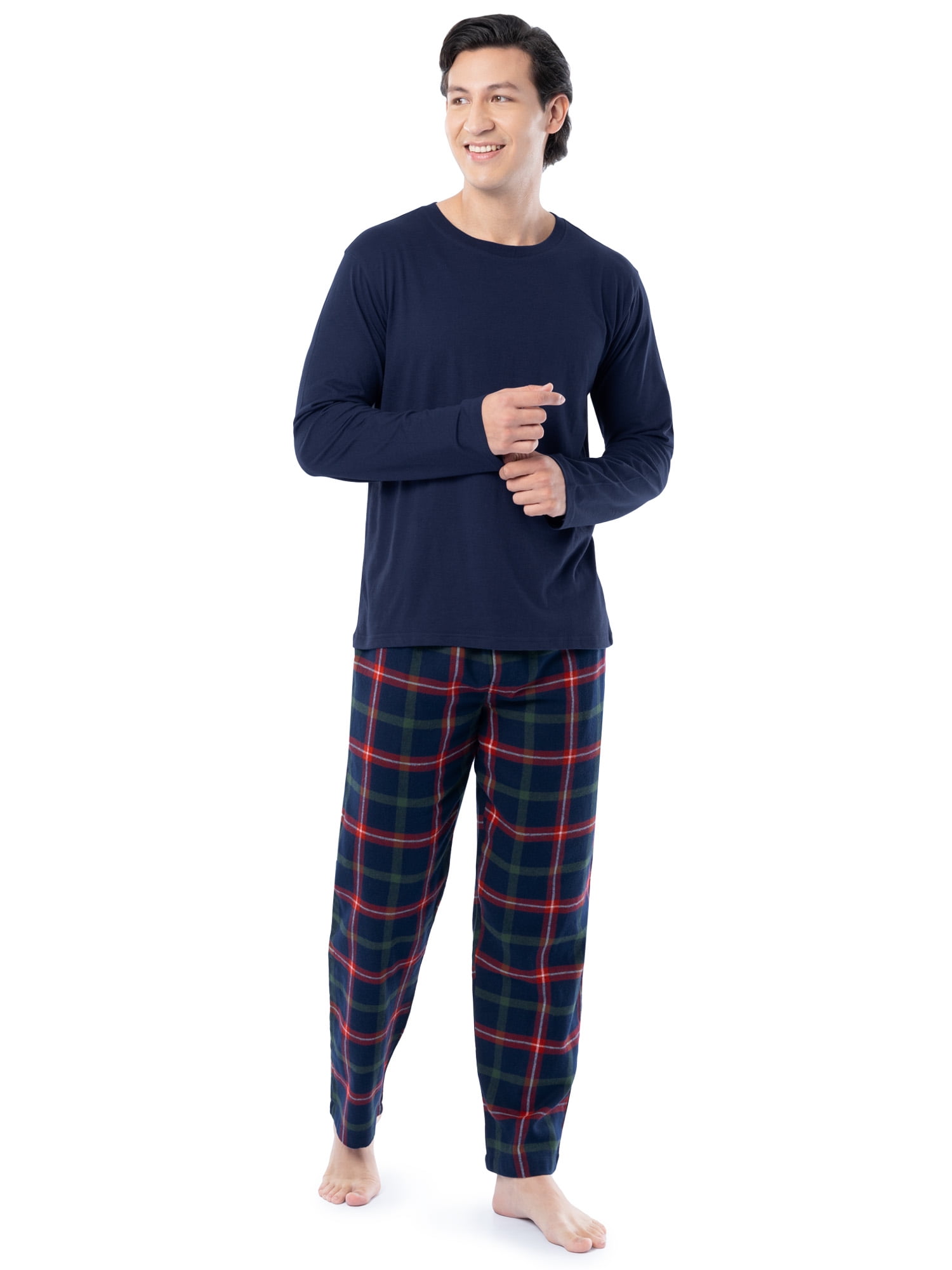Fruit of the Loom Men's Jersey Knit Top and Flannel Pajama Pants Set, 2 ...