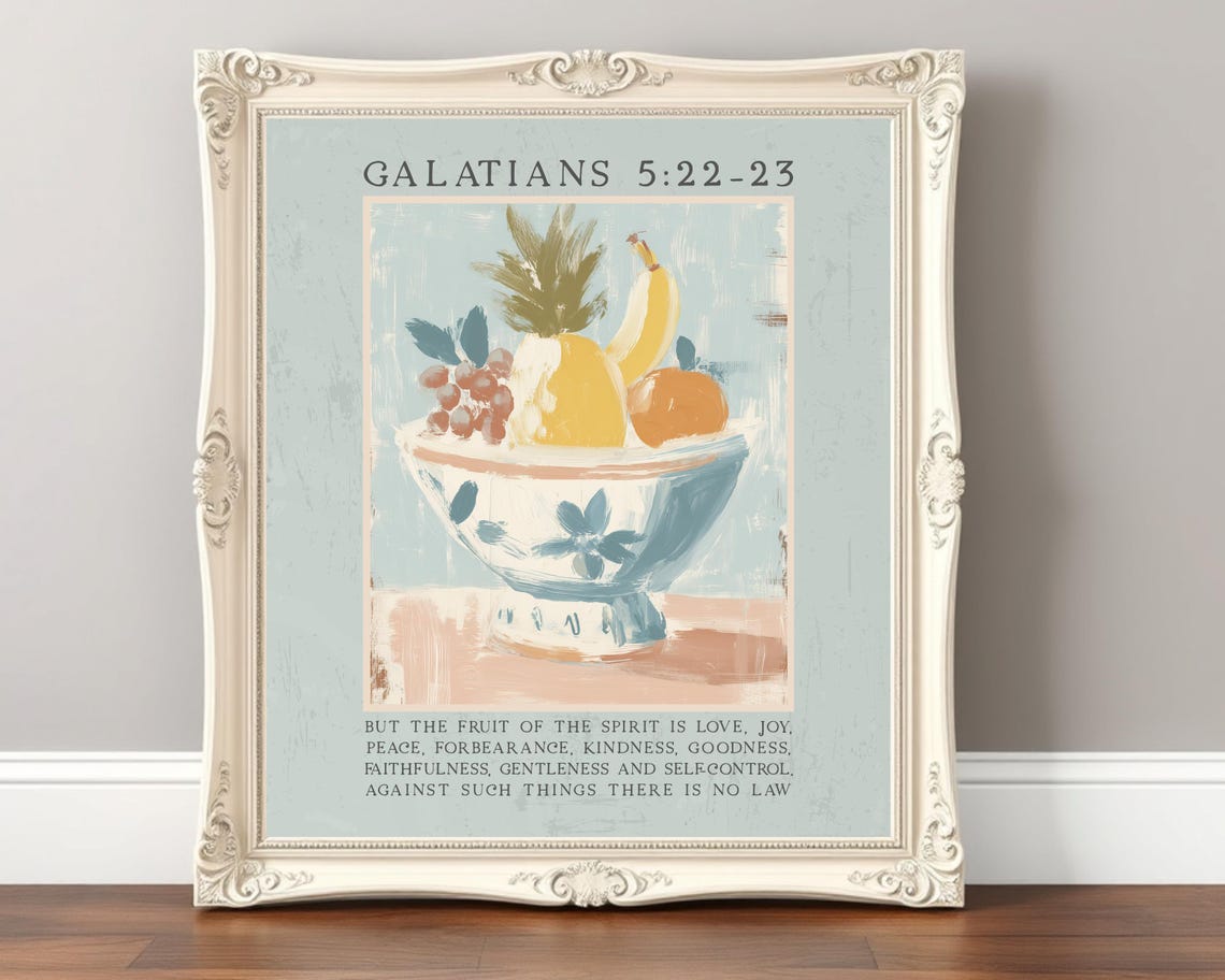 Fruit Of The Spirit Abstract Fruit Bowl Poster Pastel Bible Verse ...