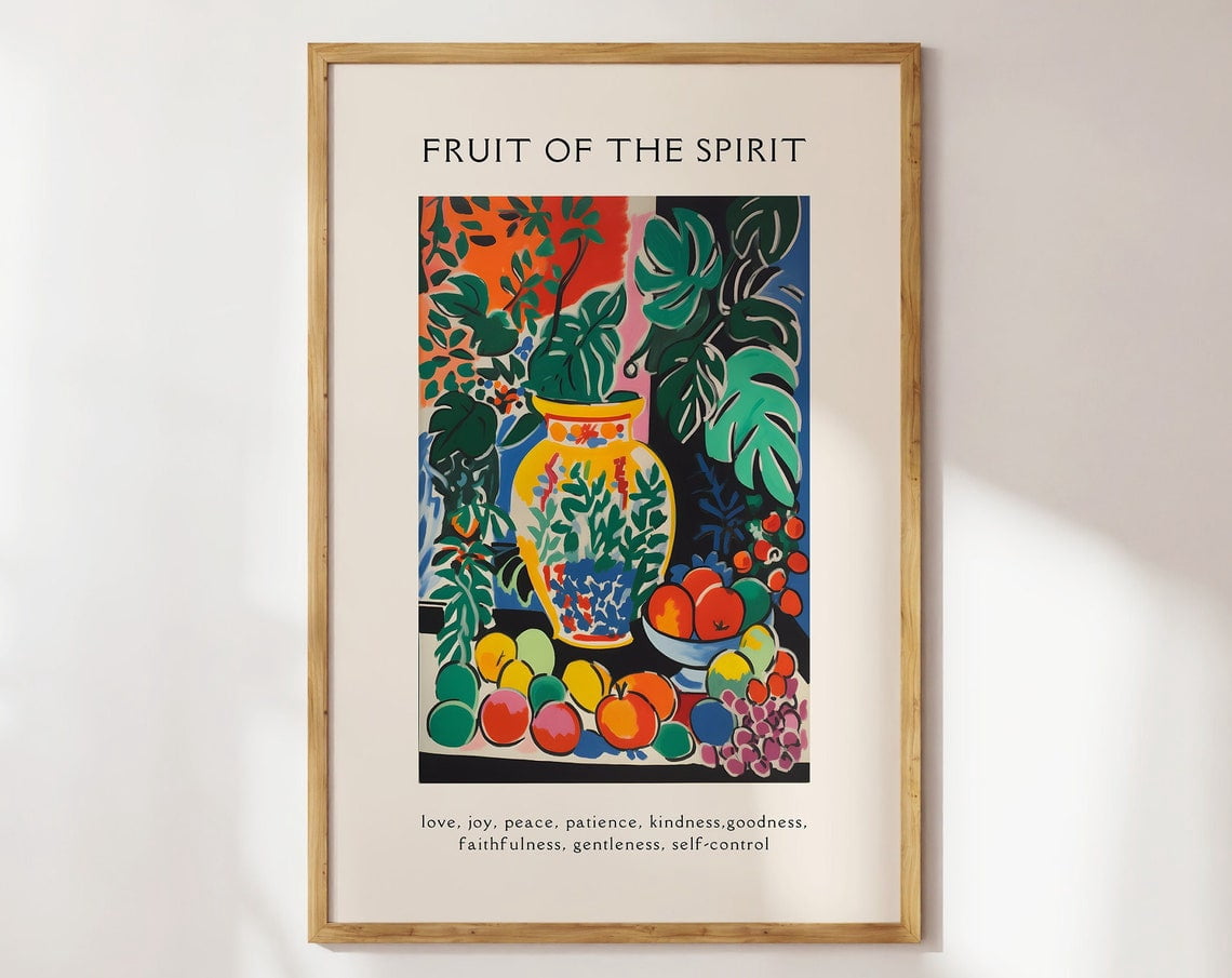 Fruit Of The Spirit, Matisse, Maximalist, Christian Poster, Bible Verse ...