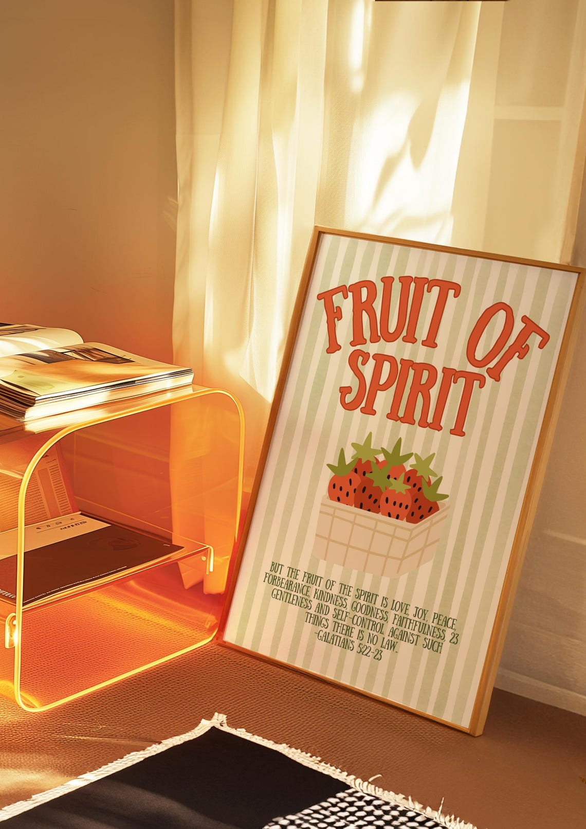 Fruit Of The Spirit Wall Art Christian Strawberry Religious Unframed ...
