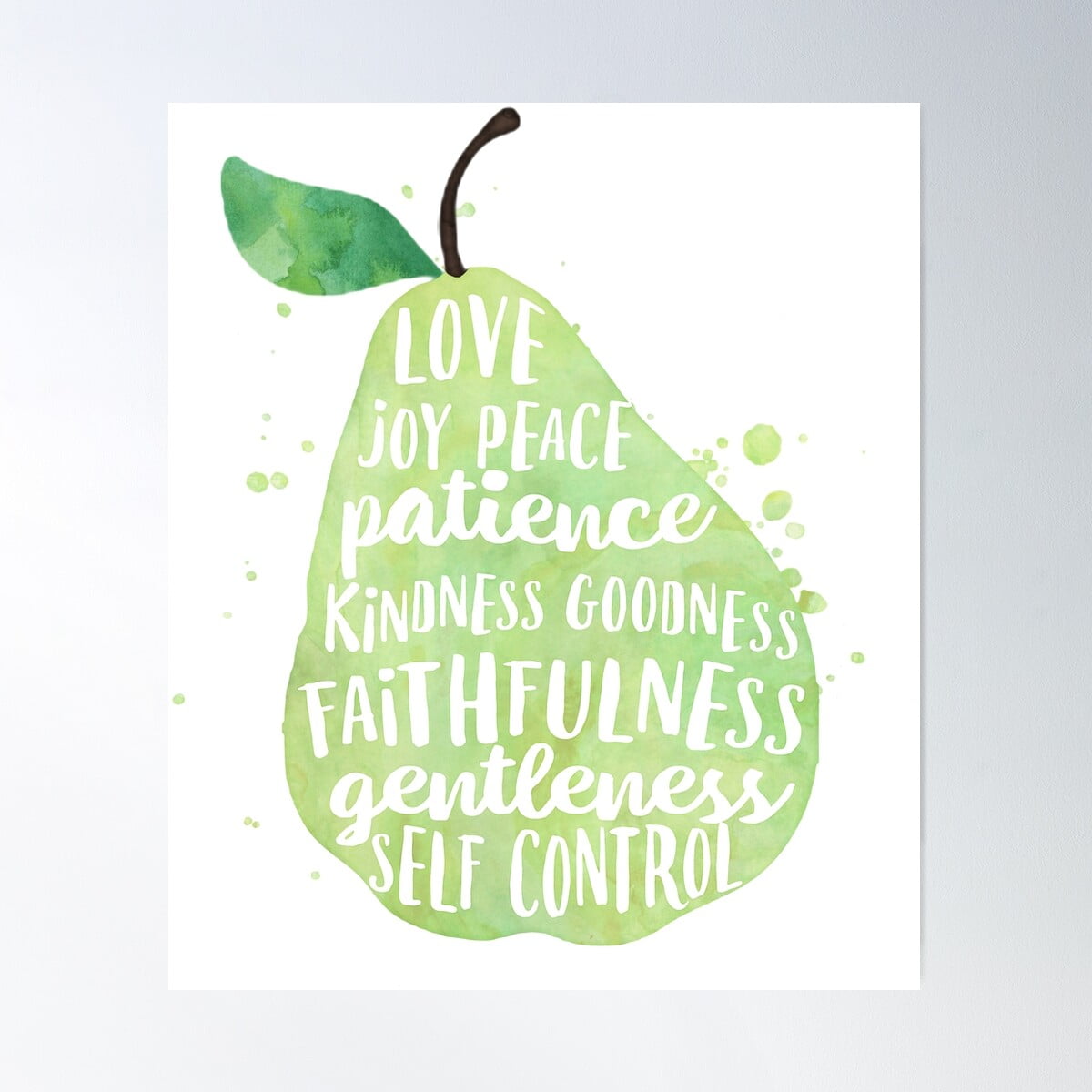 Fruit Of The Spirit Watercolor Pear Poster Wall Art, Modern Wall Decor ...
