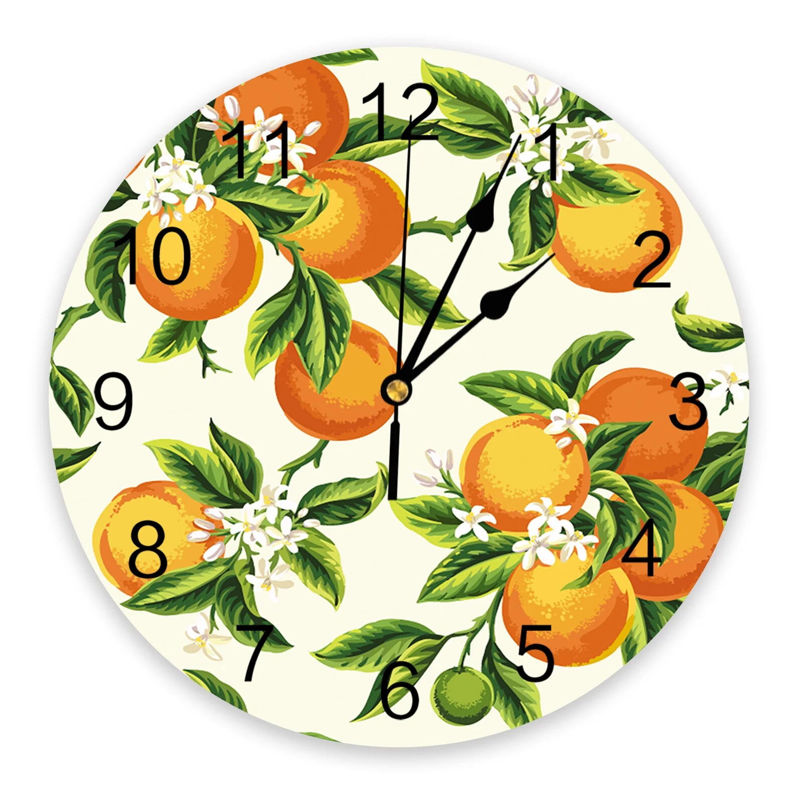 Fruit Orange Flower Clocks Wall Home Decor Modern Kitchen Room Bedroom ...