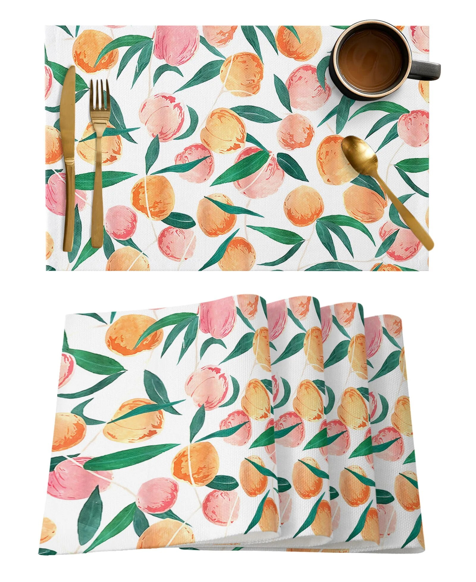 Fruit Orange Flower Placemat Wedding Party Dining Decor Linen Table Mat ...