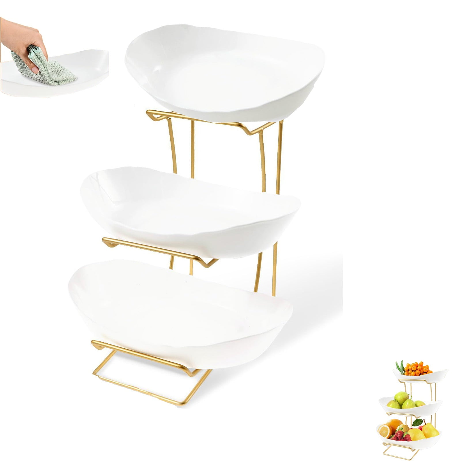 Fruit Organizer for Kitchen Counter 3-Tier Plastic Fruit Baskets with ...