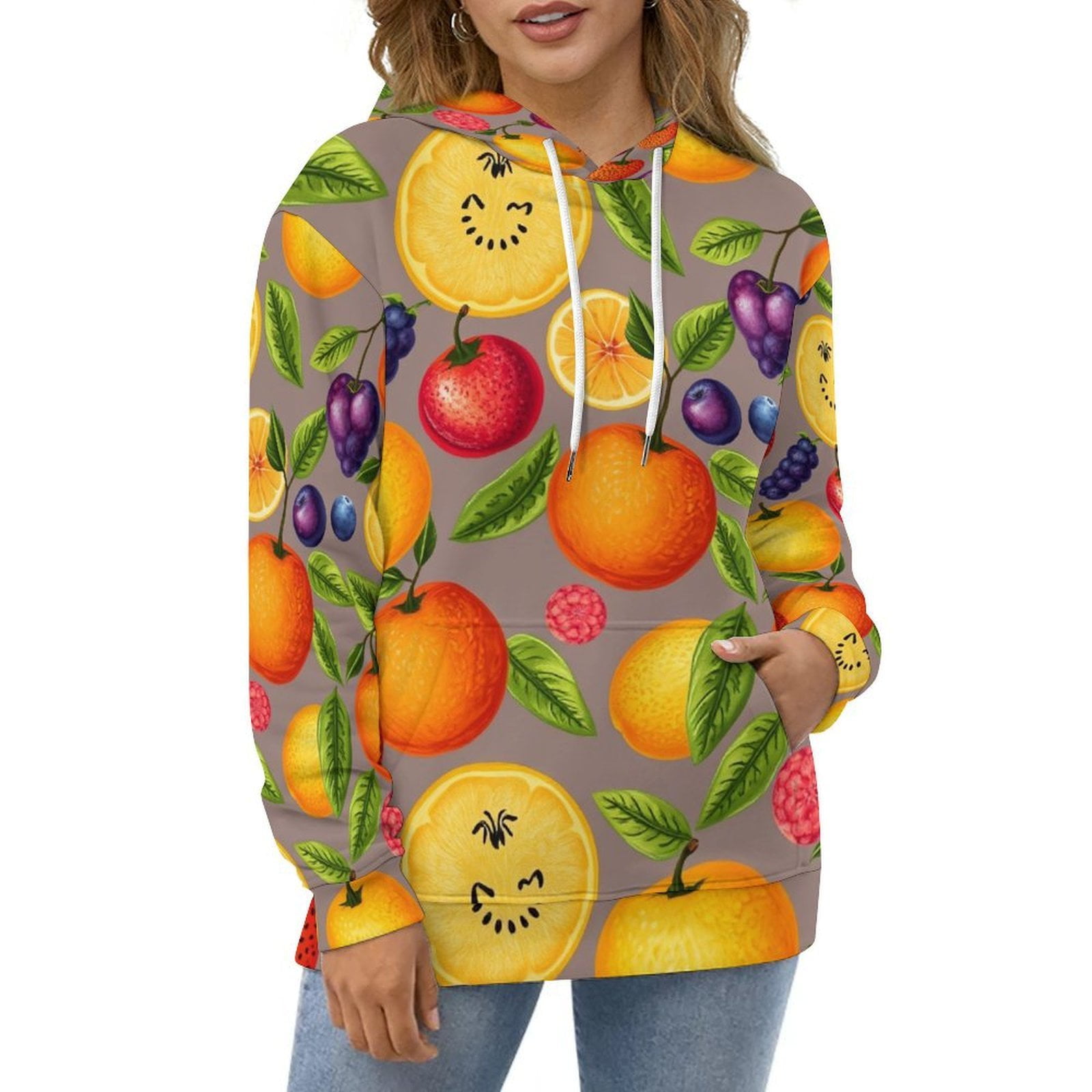 Fruit Pattern Background Hoodies Long-Sleeve Spring Fashion Oversize ...