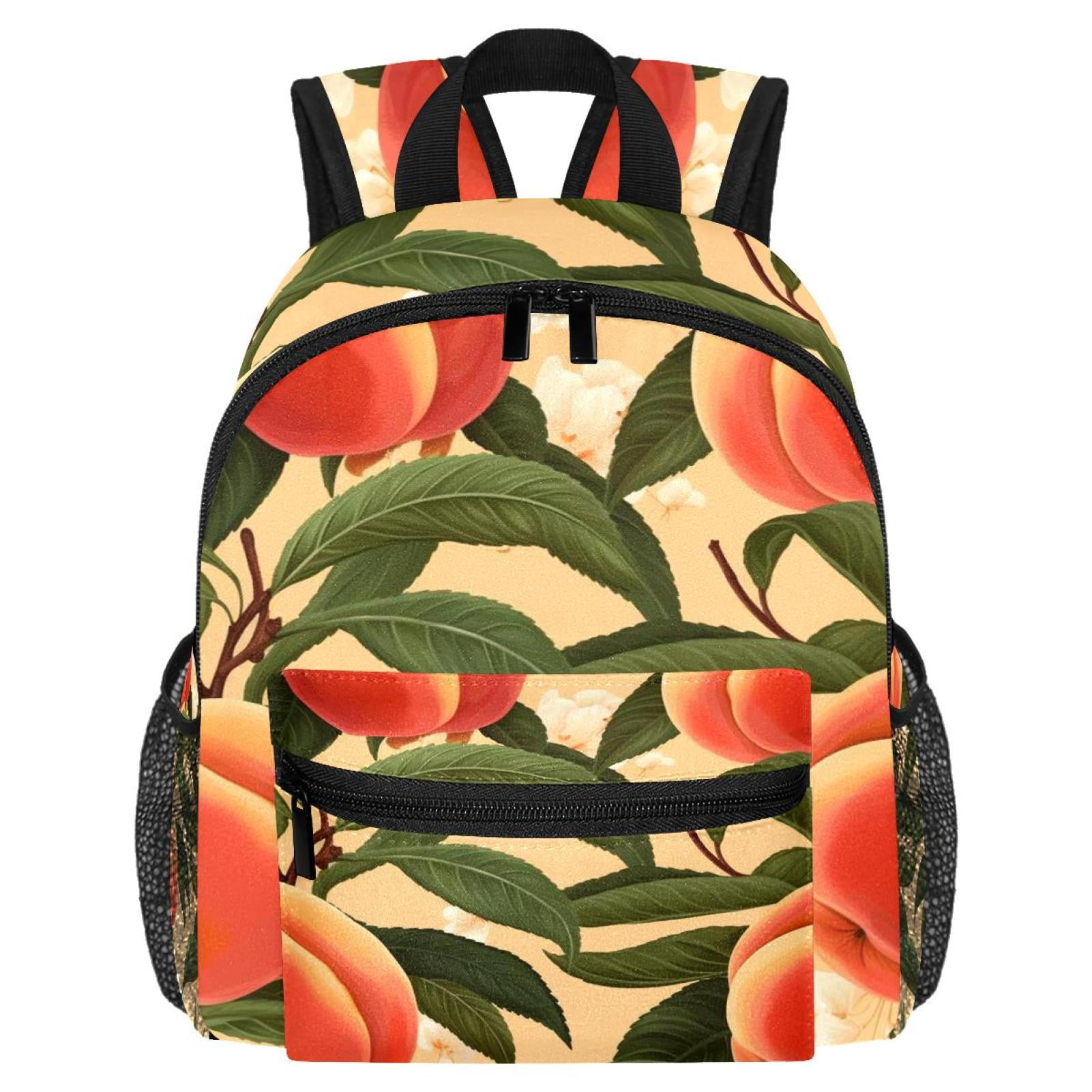 Fruit Peach Aesthetic Pattern 12 Inch Mini Preschool Backpack for ...