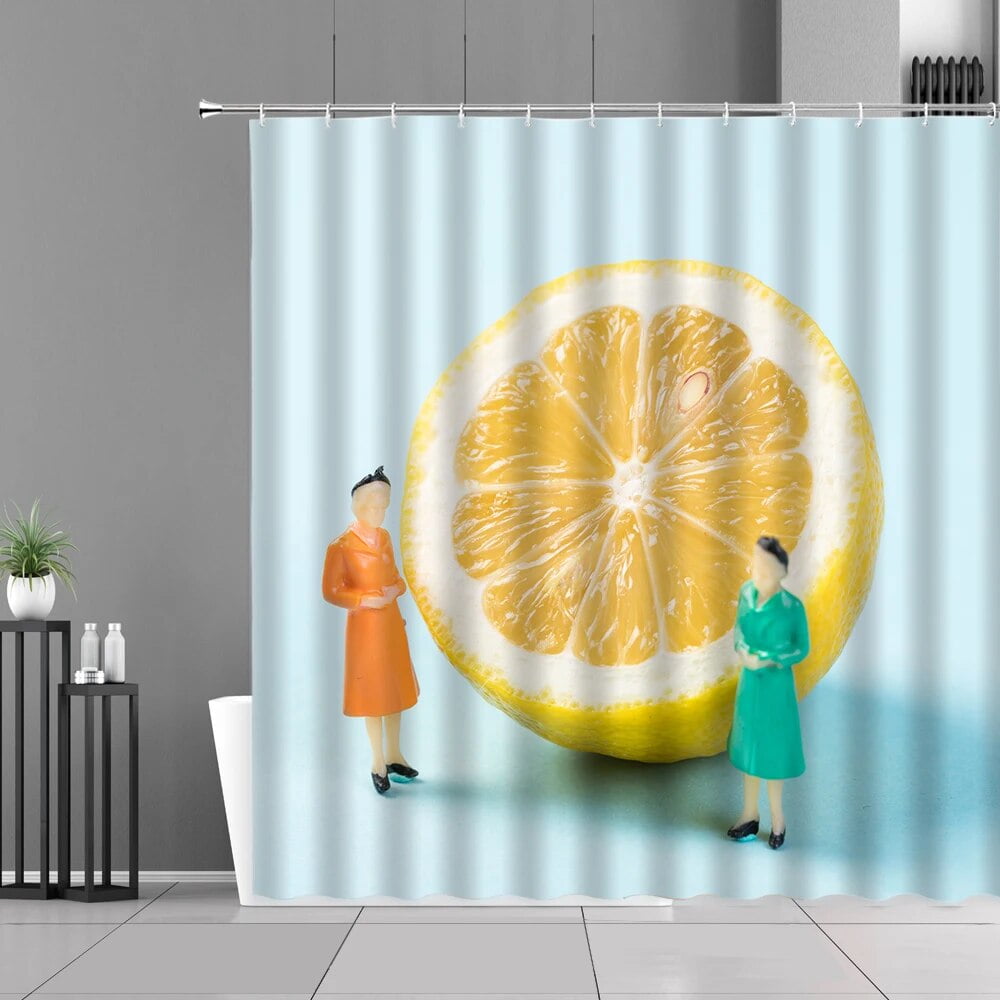Fruit Peachs Oil Painting Shower Curtain Summer Fresh Fruits Lemon ...