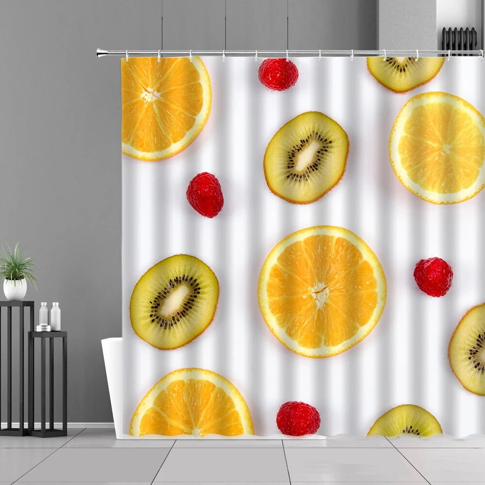 Fruit Peachs Oil Painting Shower Curtain Summer Fresh Fruits Lemon ...