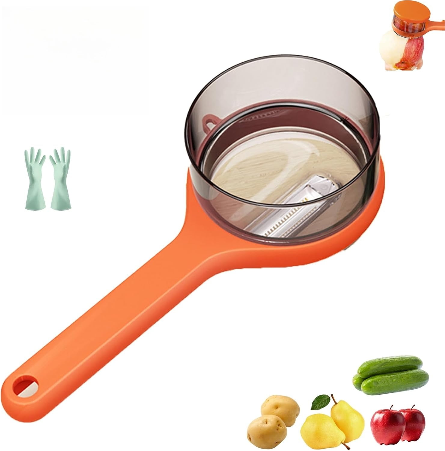 Fruit Peeler with Container, Box Storage Kitchen Peeler with Built-in ...
