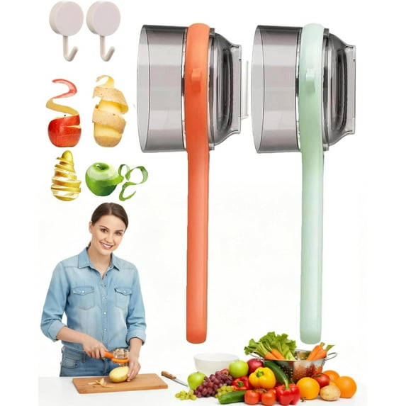 Fruit Peeler with Container, Kitchen Tool for Peeling, Slicing, Dicing ...
