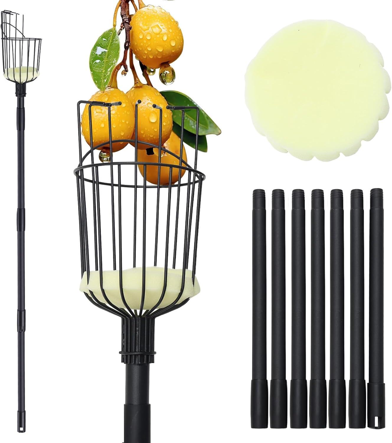 Fruit Picker Pole with Basket - 8.43FT(101Inch) Adjustable Tree ...
