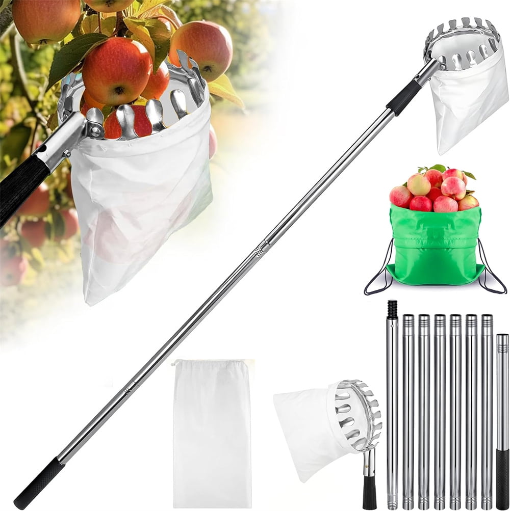 Fruit Picker Pole with Basket Telescoping,NOGIS 10.5FT Adjustable ...