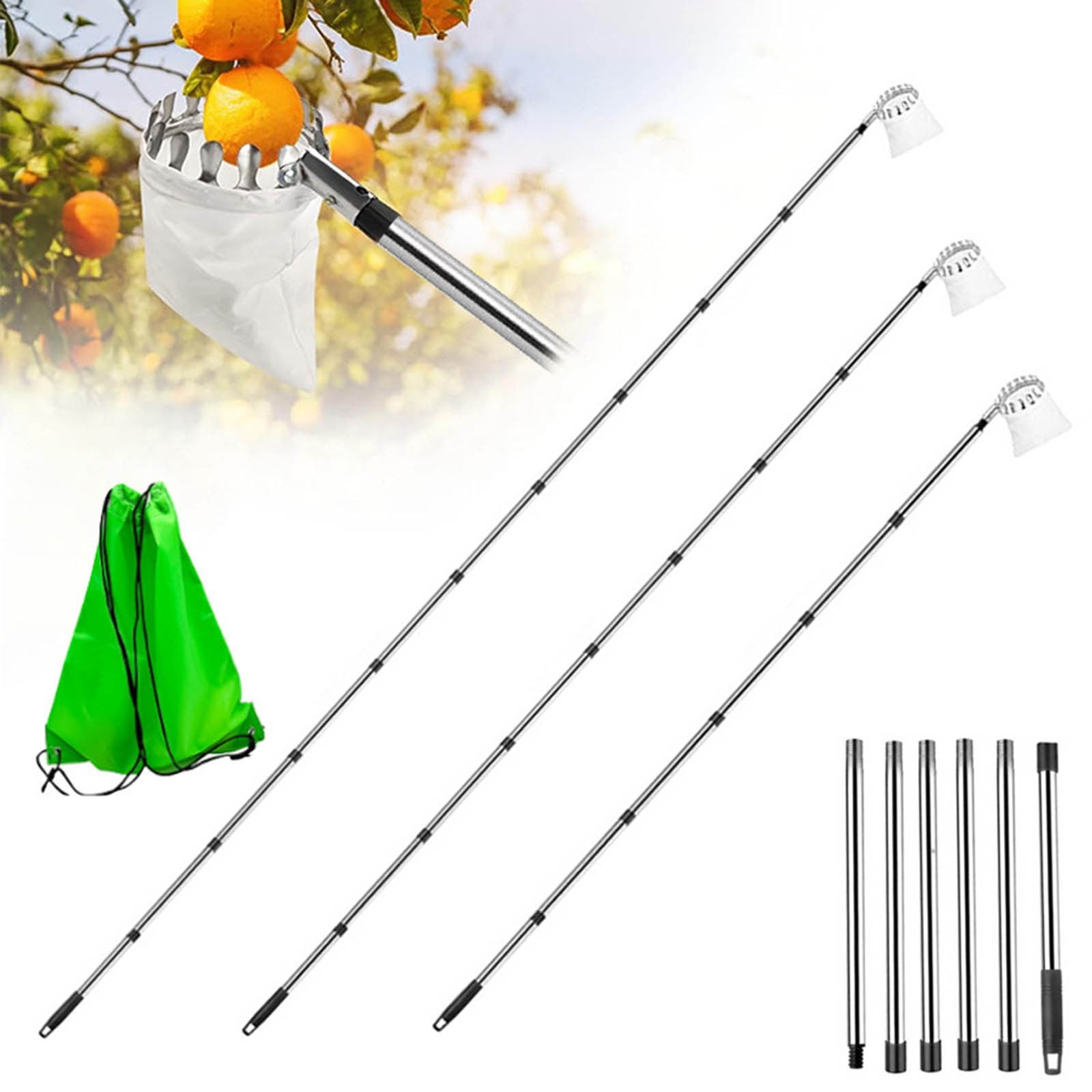 Fruit Picker Pole Stainless Steel Quick Detach and Assemble for Garden ...