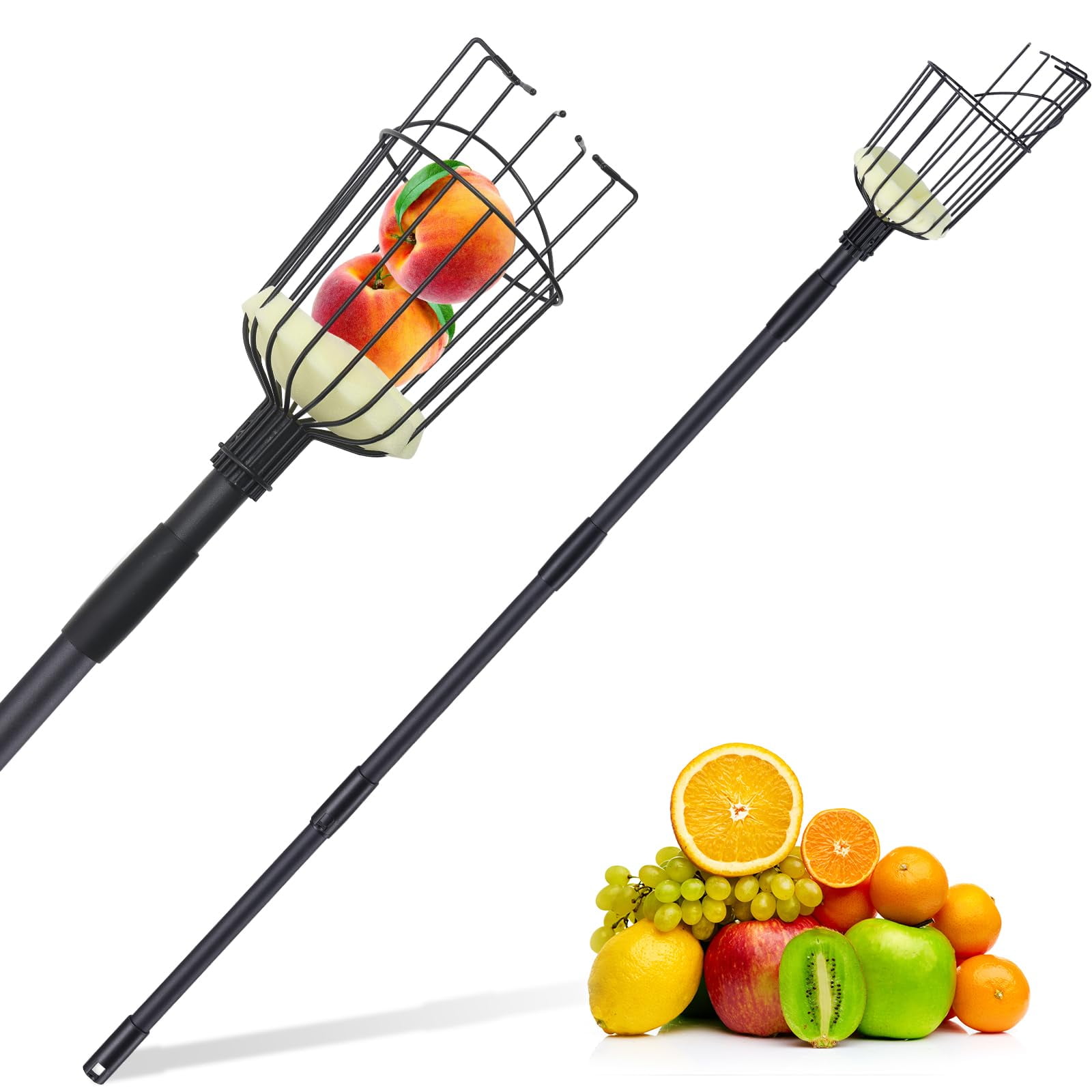 Fruit Picker Pole Tool with Basket, 7.3 FT (88 Inch) Adjustable Fruit ...