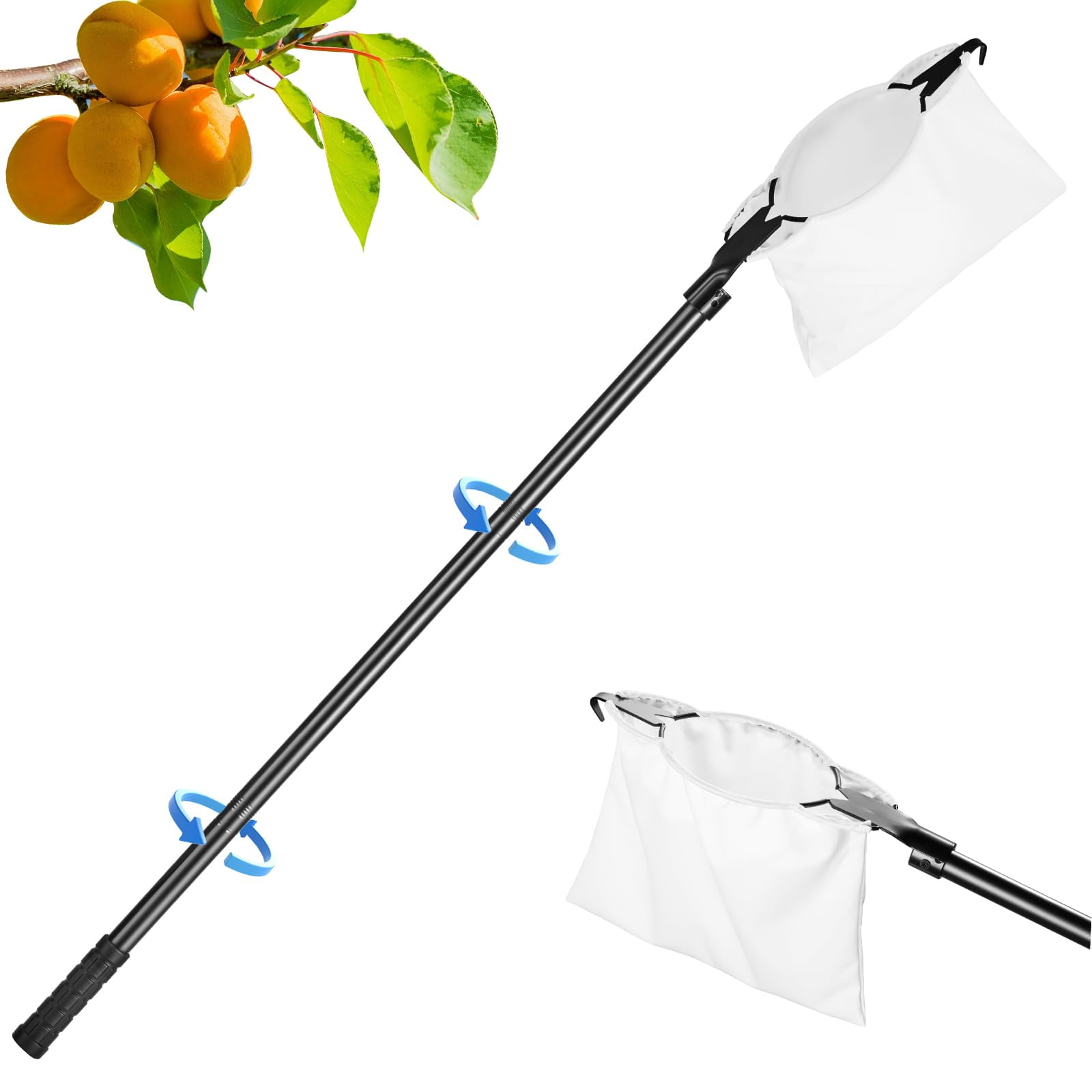 Fruit Picker Pole Tool with Fabric Basket Telescoping - Adjustable ...