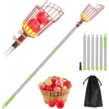 YeYeBest Fruit Picker Pole with Basket,8ft Adjustable Height Fruit ...