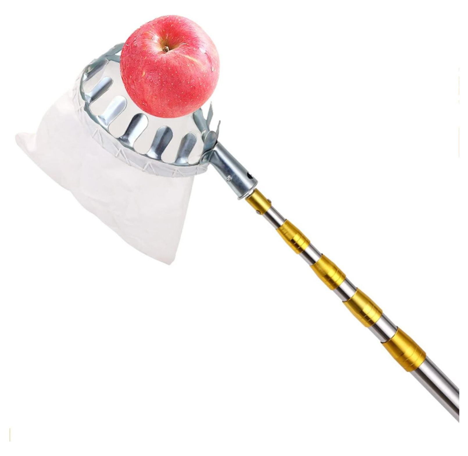 Fruit Picker, Telescopic Fruit Catcher with 5m/16ft Extendable Pole and ...