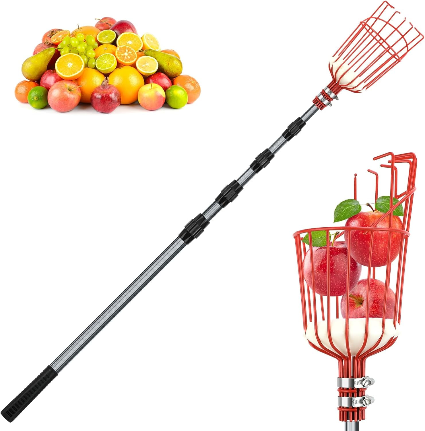 Fruit Picker Tool, 12-Foot Telescoping Fruit Picker Pole, Easy to ...