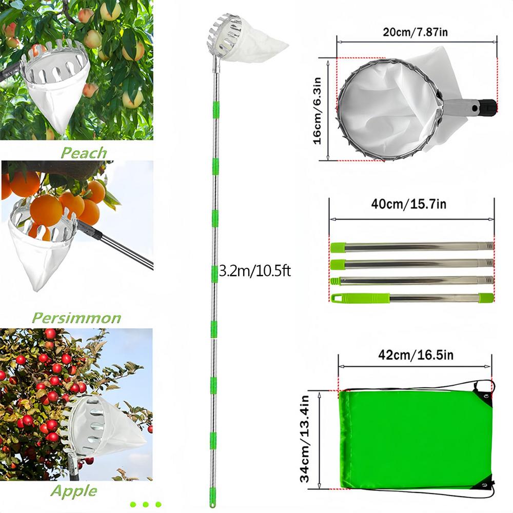 Fruit Picker with Telescopic Pole Metal Fruit Picker Orchard Gardening ...