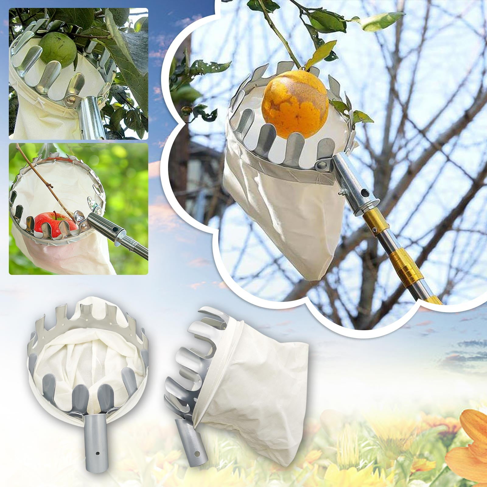 Fruit Picking Head Basket Portable Fruit Maker Metal Fruit Tool Hover ...