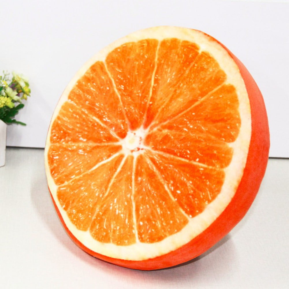 Fruit Pillows Round Floor Cushions 3D Watermelon Kiwi Lemon Orange ...