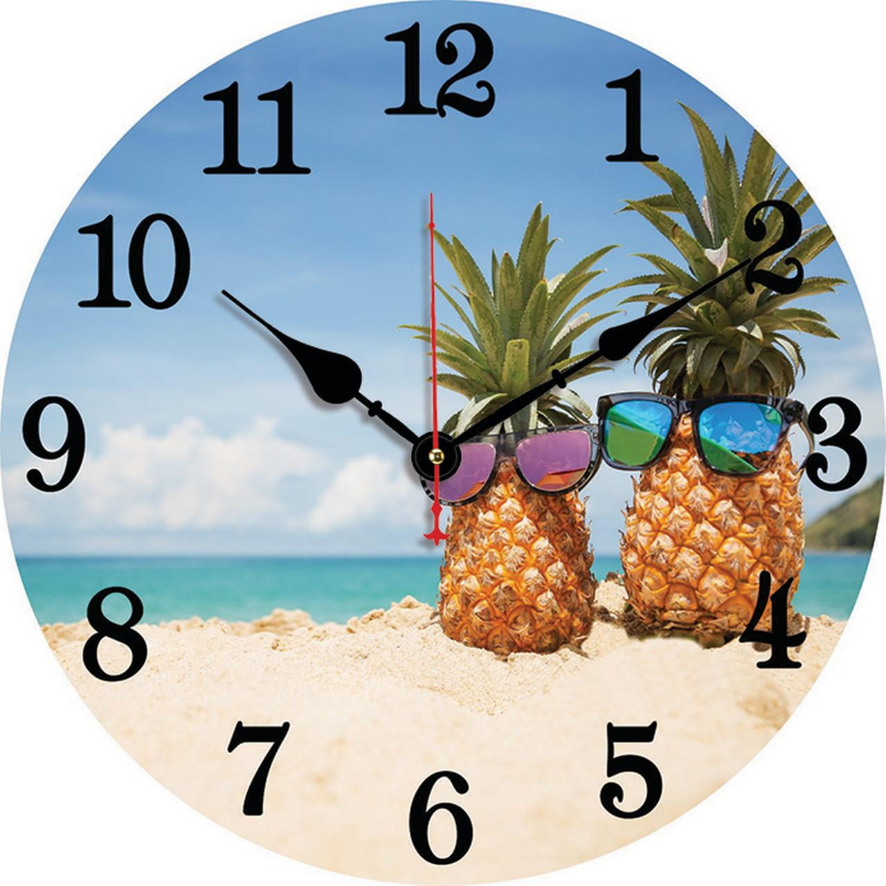 Fruit Pineapple Beach Wall Clock Kitchen Decor Wall Art Silent Large ...