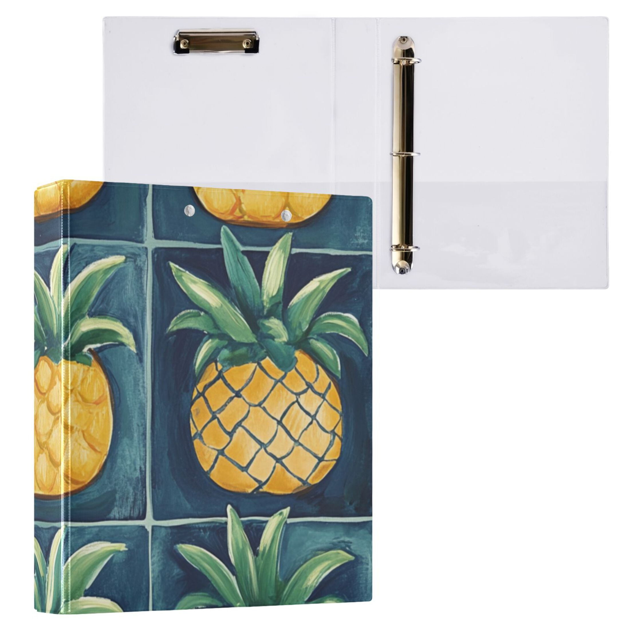 Fruit Pineapple Tile 3 Ring Binders 1.5 inch Hardcover File Folders ...