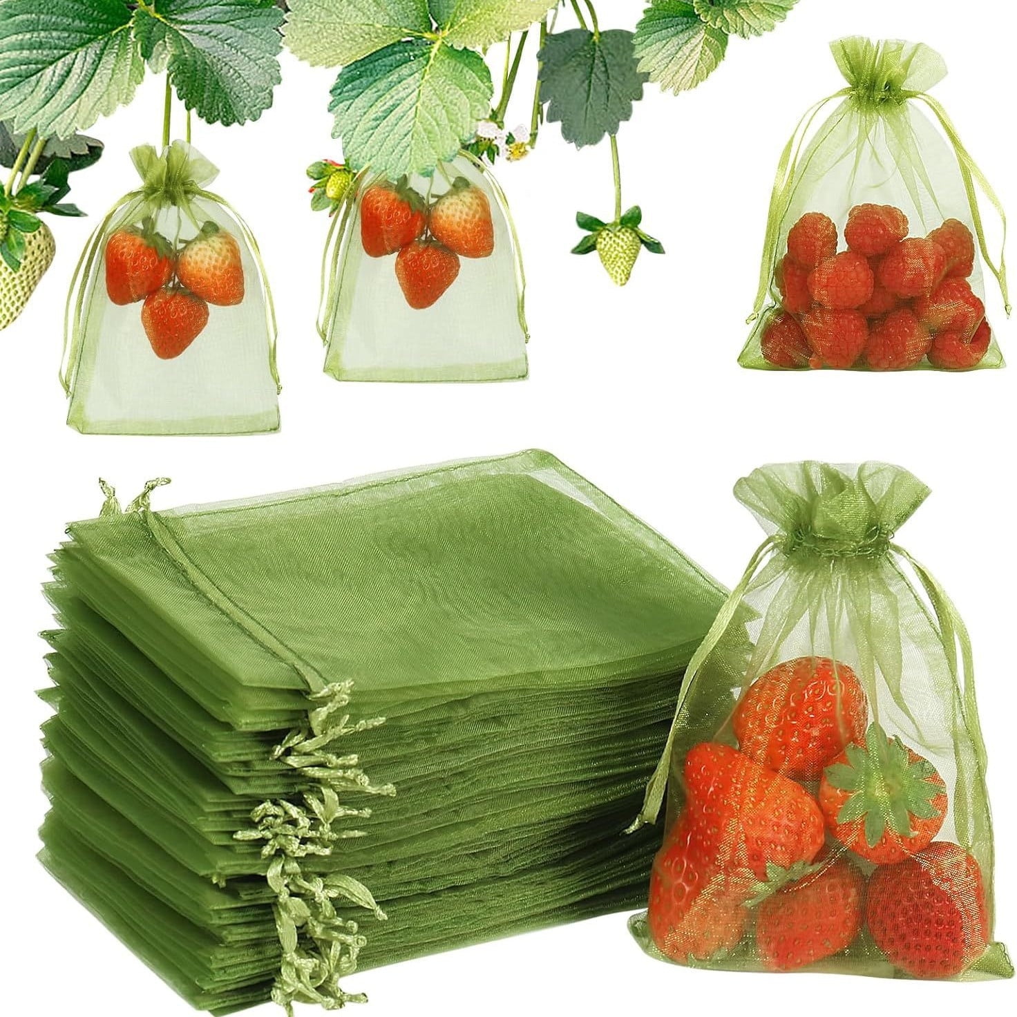 Fruit Protection Mesh Bag, Yarn Drawstring Gift Bag, Durable Organza ...