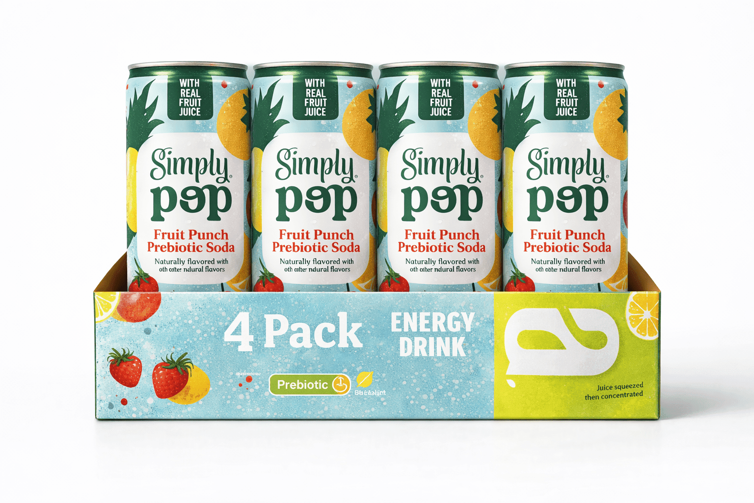 Fruit Punch Prebiotic Soda – 4 Pack (12 oz Cans) - Walmart.com