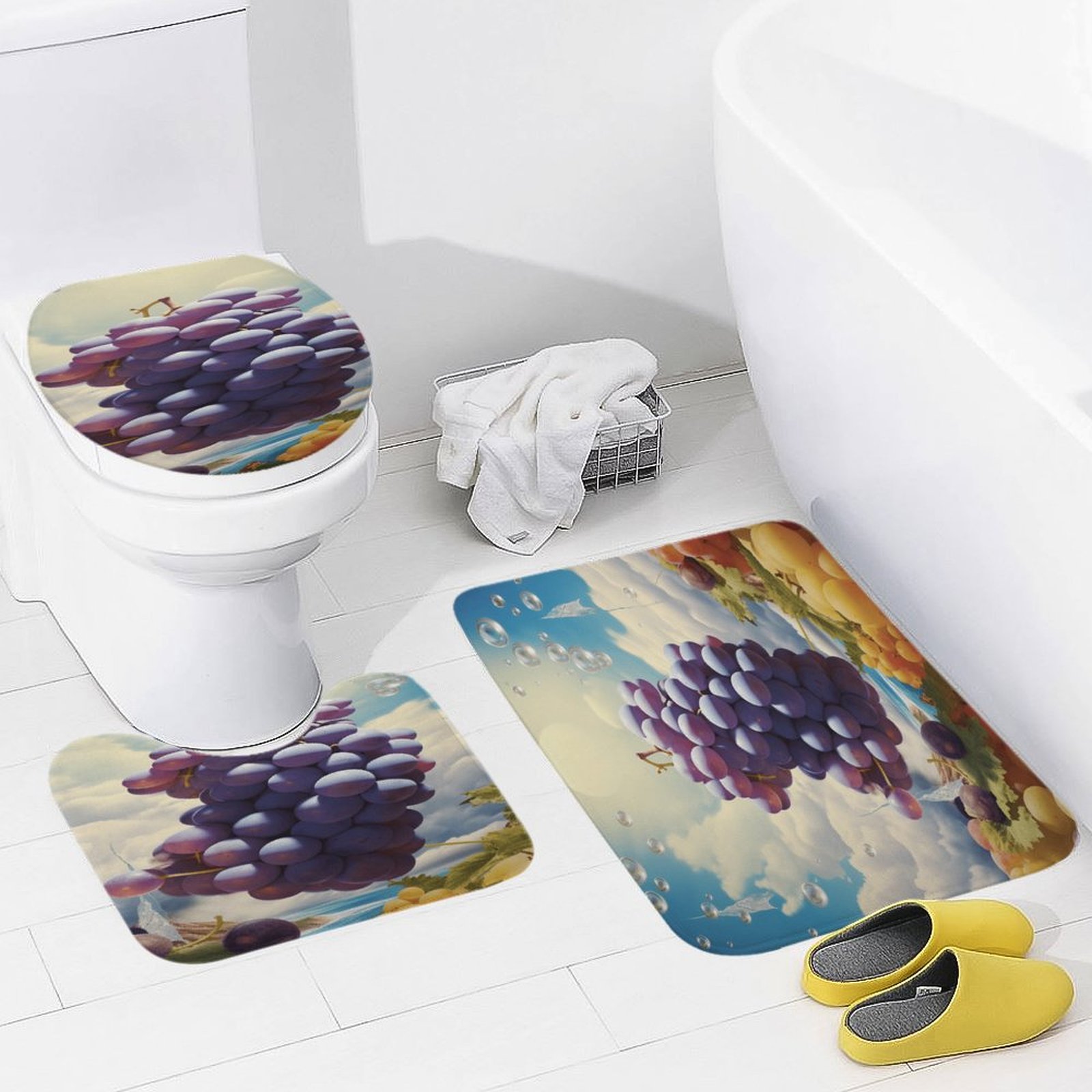 Fruit Purple Grapes 3 Pieces Bath Mats Set, Non-Slip Washable Cover ...