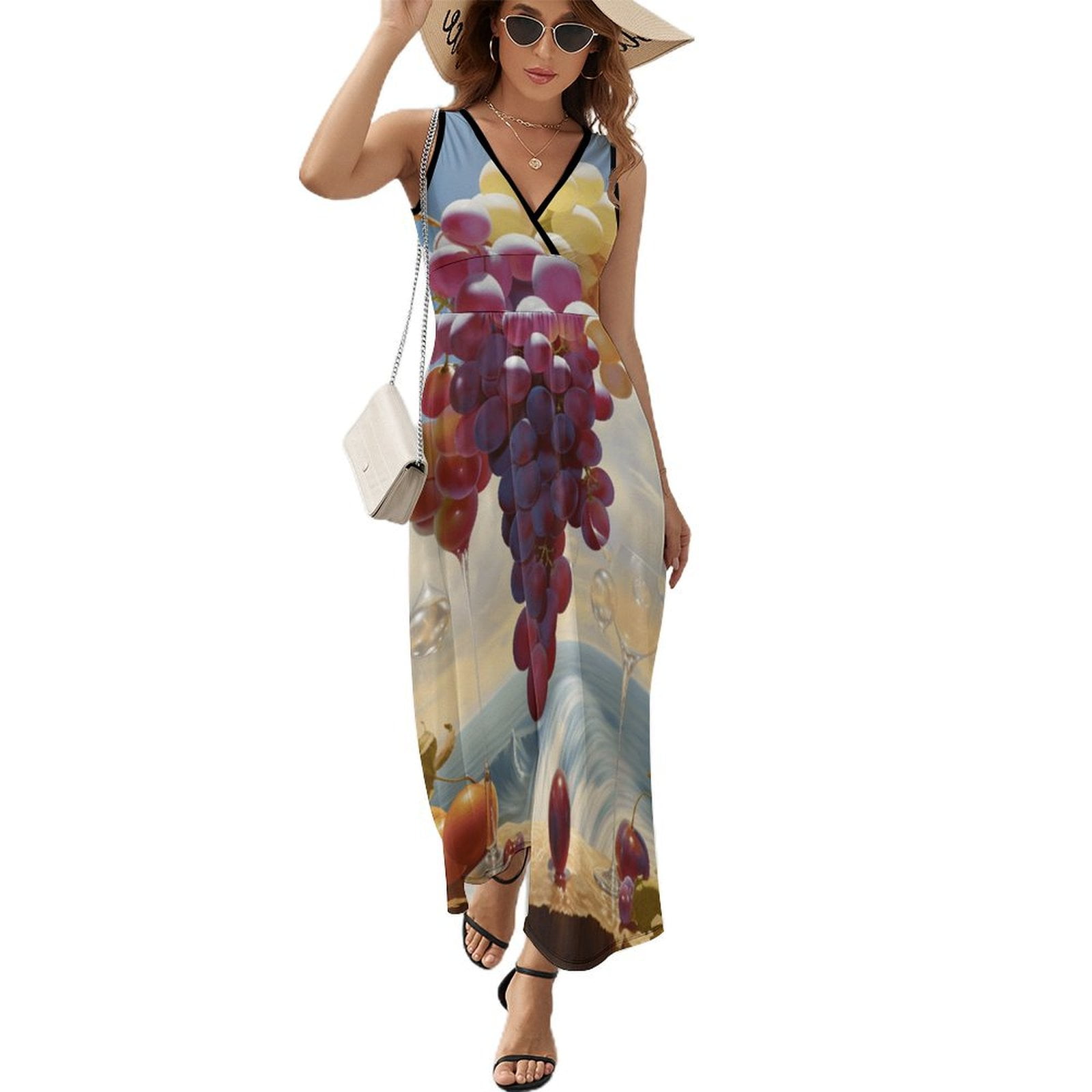 Fruit Purple Grapes Sleeveless Dress Female Clothing Dress Women Summer ...