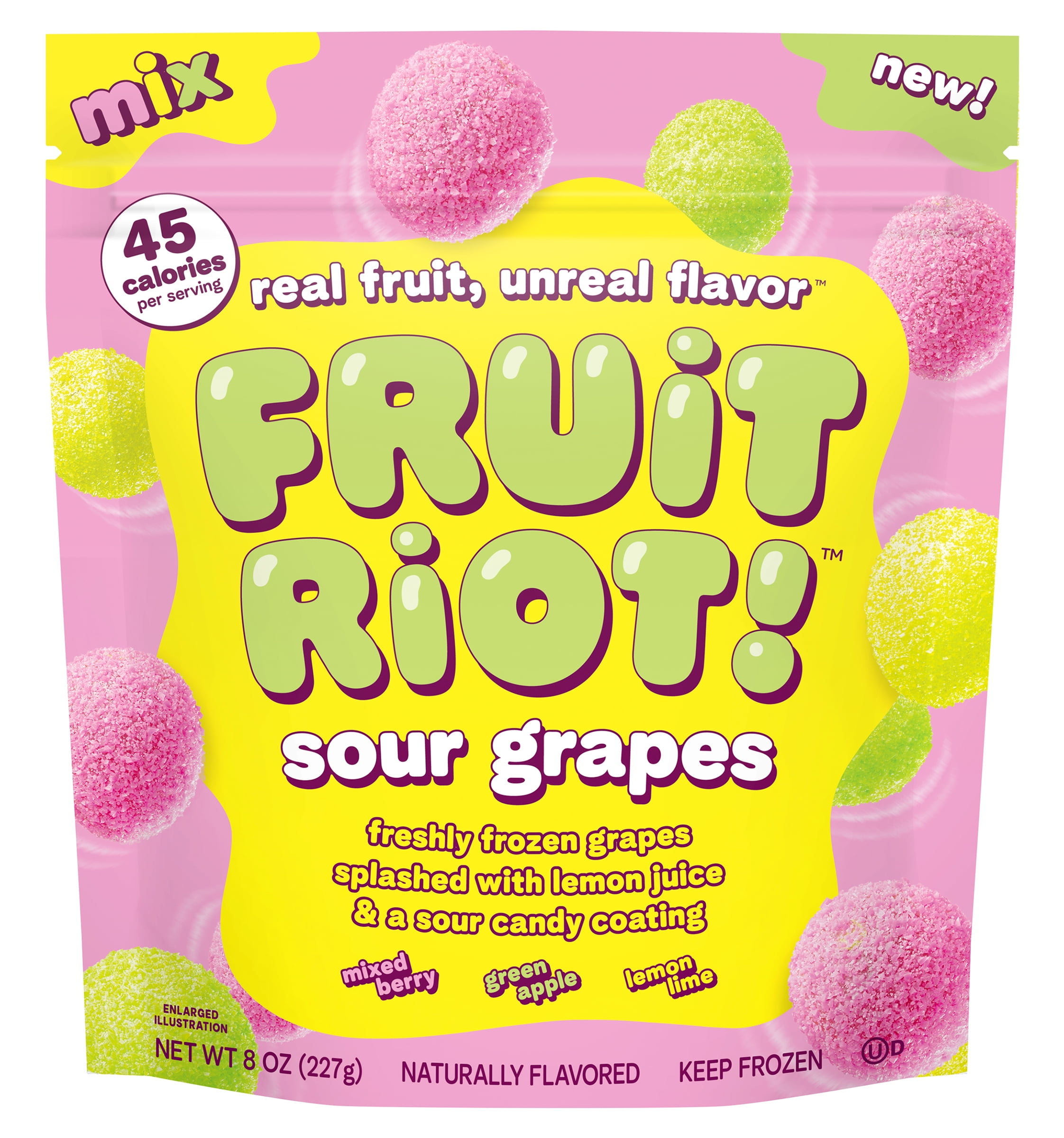 Fruit Riot Sour Candy Mixed Grapes, Made with Real Fruit, 8oz, Gluten ...