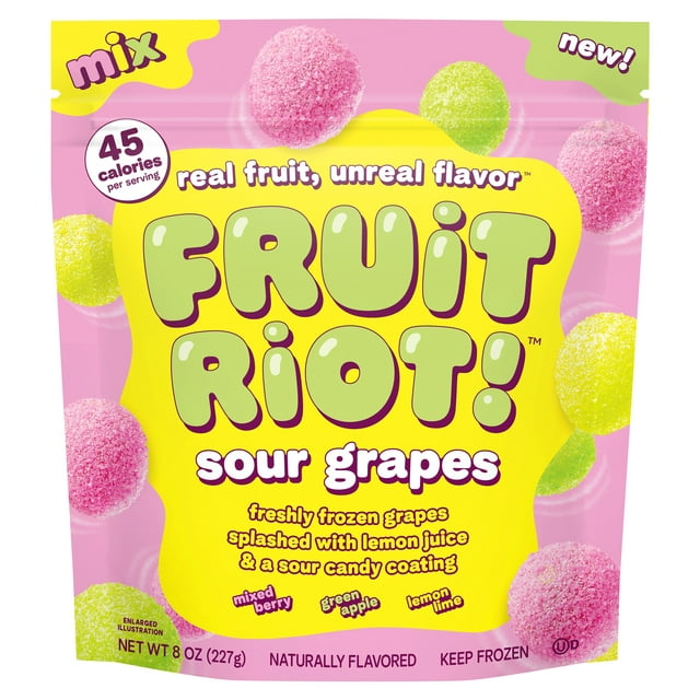 Fruit Riot Sour Candy Mixed Grapes, Made with Real Fruit, 8oz, Gluten ...