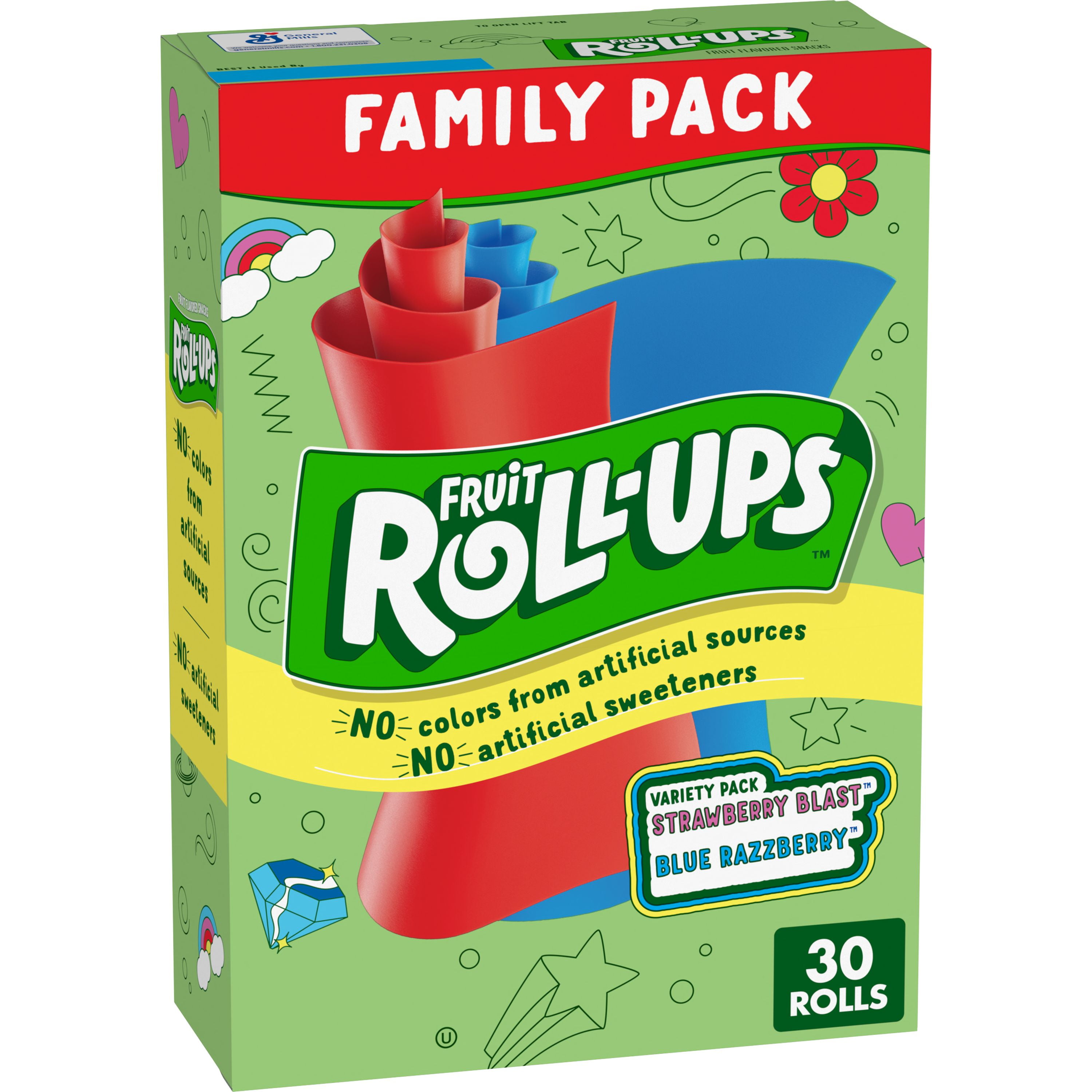 Fruit Roll-Ups Fruit Flavored Snacks, Gluten Free, Variety Pack, 30 ...