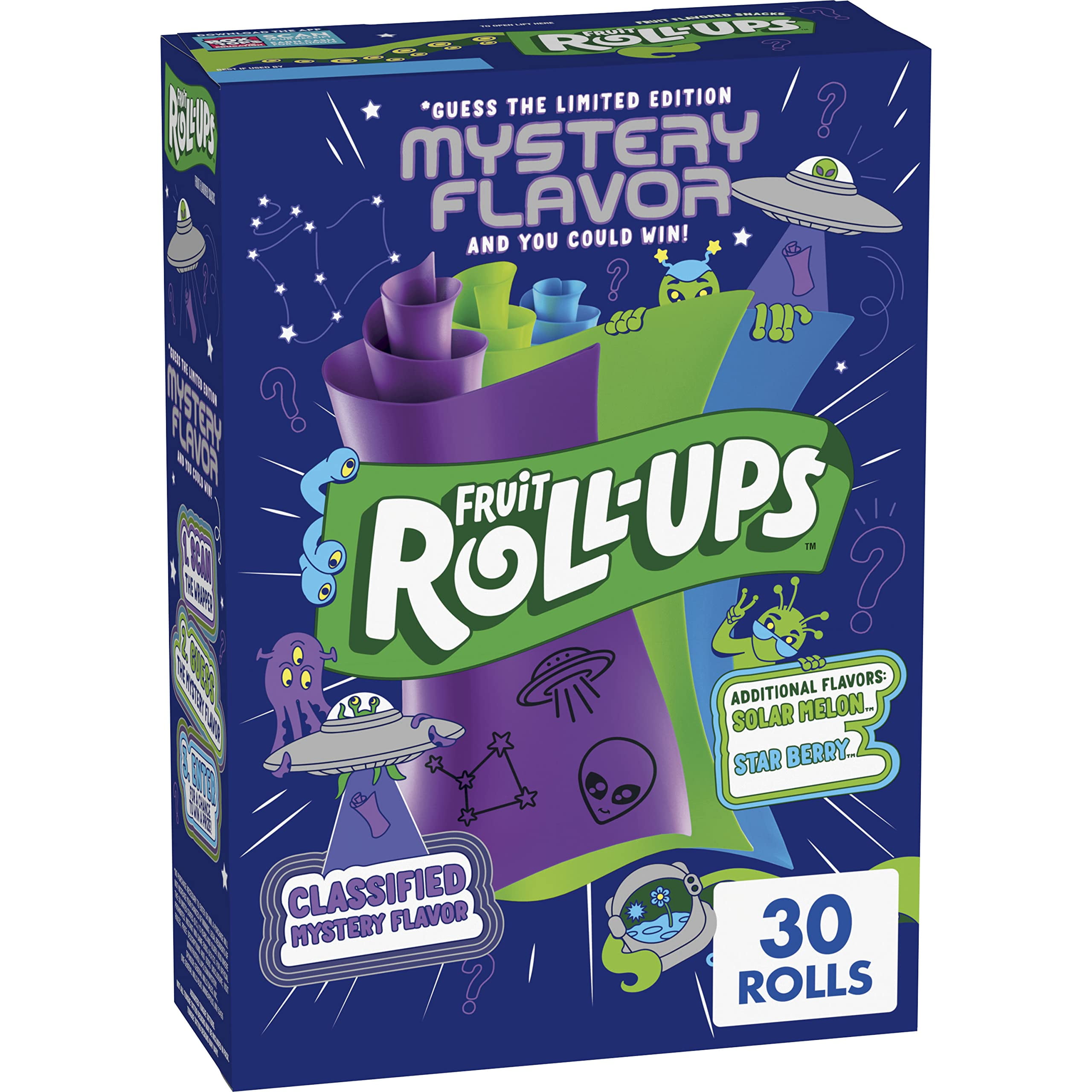 Fruit Roll-Ups Fruit Flavored Snacks, Mystery Flavor, Solar Melon, And ...