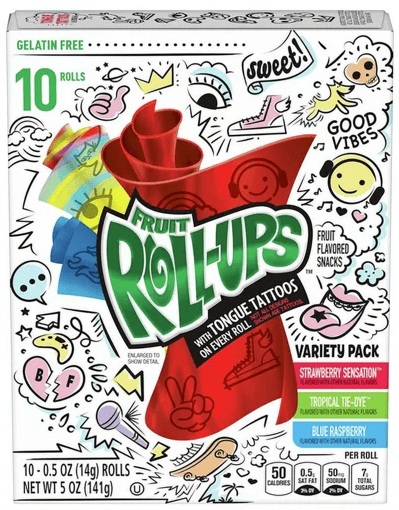 Fruit Roll-Ups Fruit Flavored Snacks Variety Pack Pouches (Pack of 10 ...