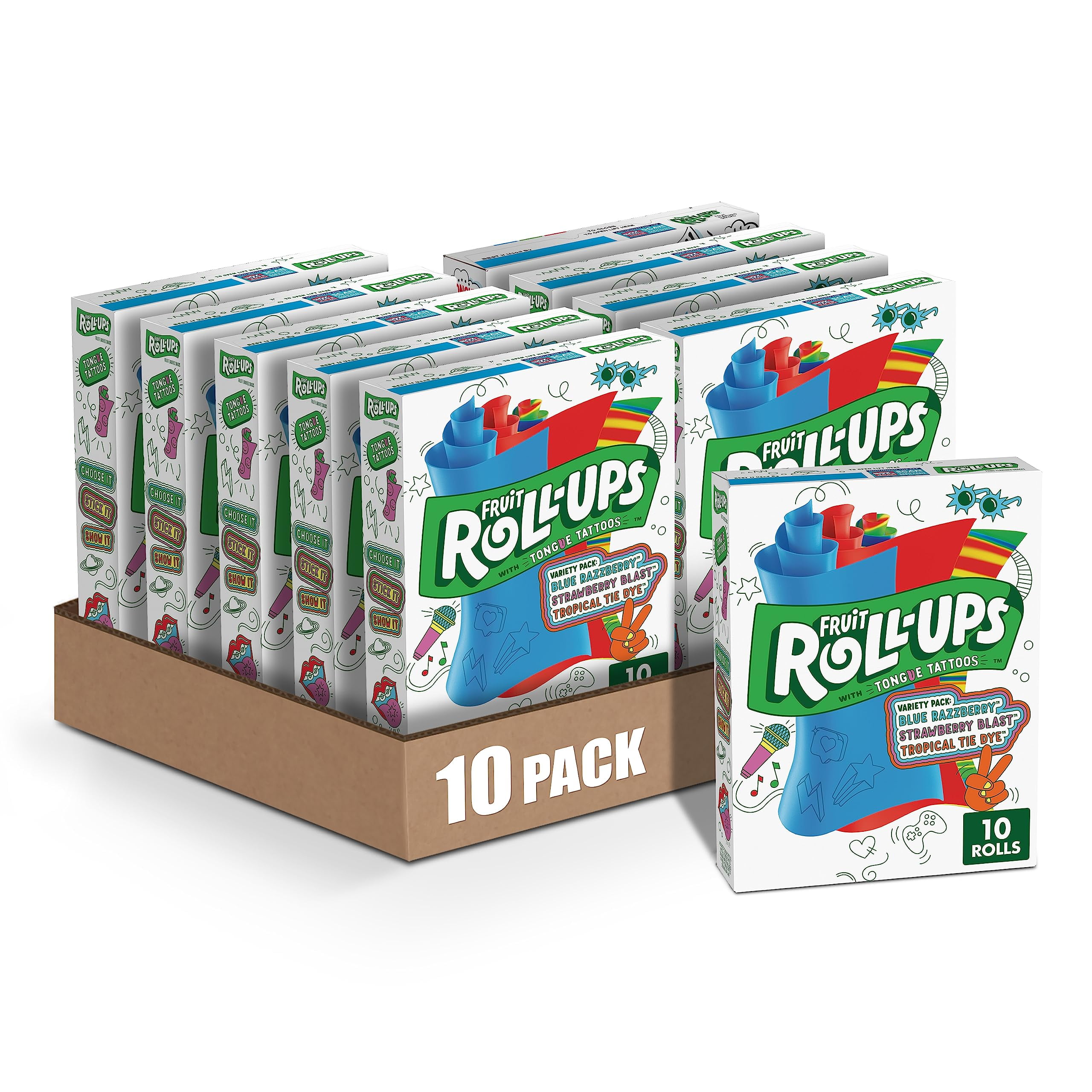 Fruit Roll-Ups FruitEGSC Flavored Snacks, Variety Pack, Pouches, 10 ct ...