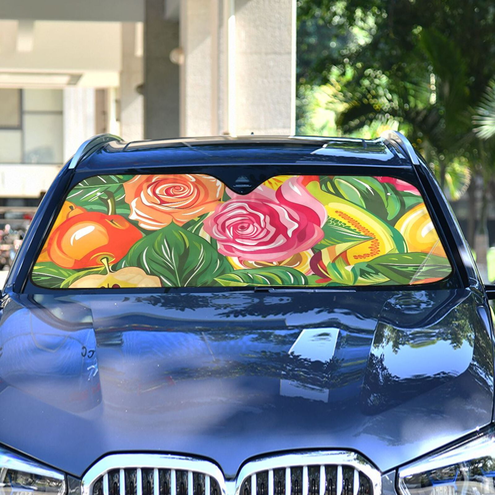 Fruit Roses Apples Leaves Flowers Automotive Front Car Windshield Sun ...