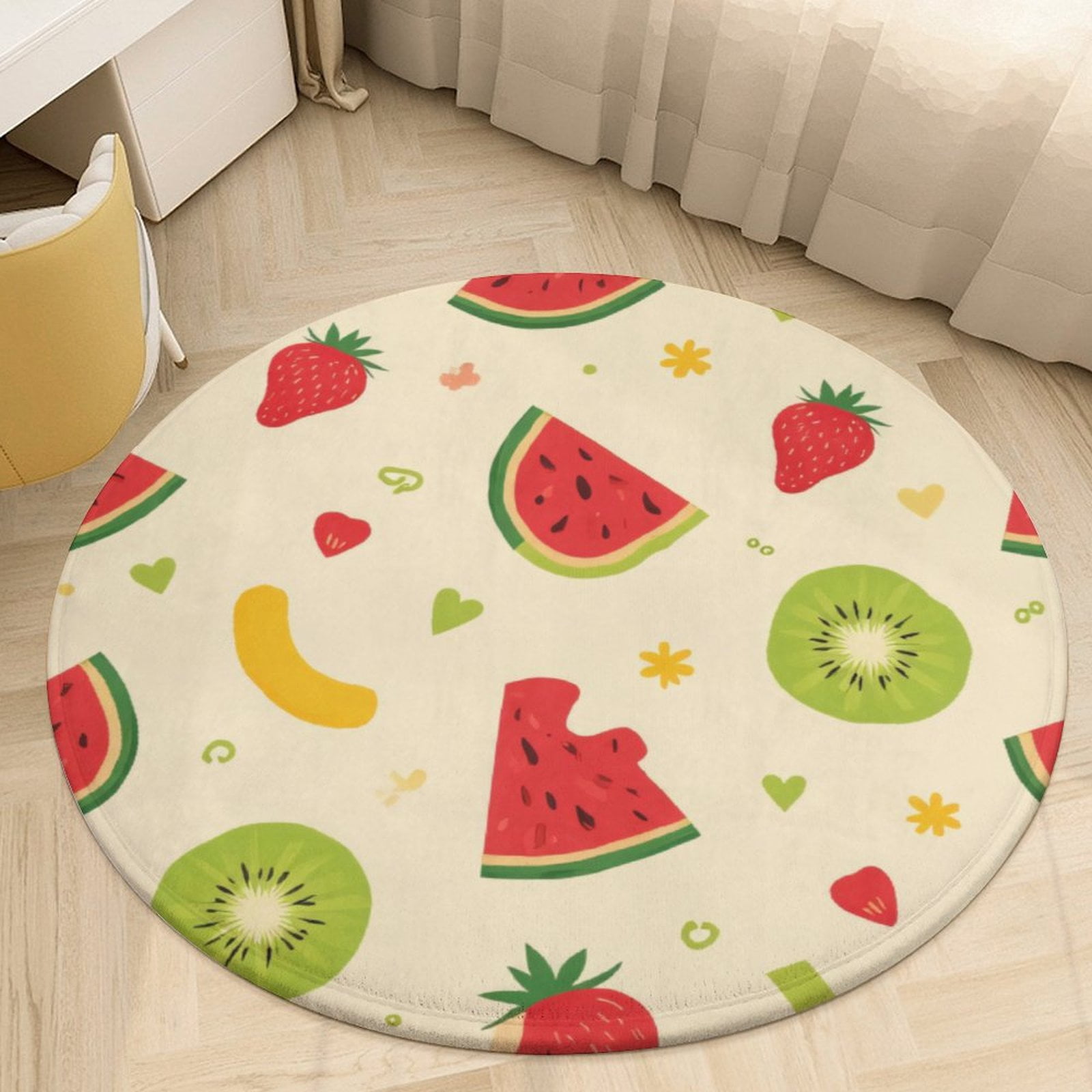 Fruit Salad Print Pattern Round Area Rugs for Bedroom Living Room, 3FT ...
